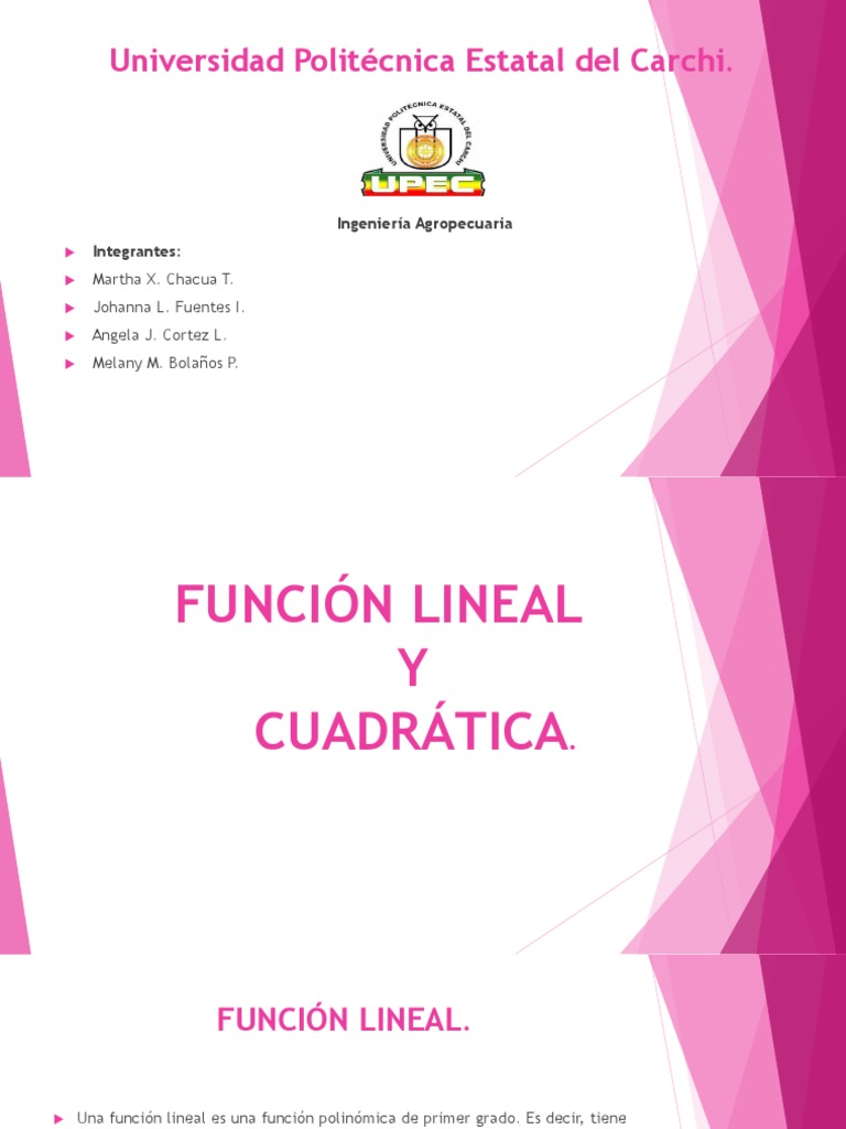 FUNCION LINEAL Y CUADRATICA. Nuevo | Descargar gratis PDF | Ecuación cuadrática | Pendiente