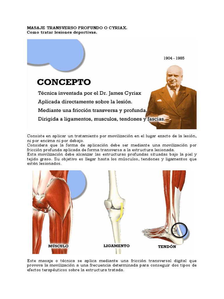 MASAJE TRANSVERSO PROFUNDO DE CYRIAX | PDF
