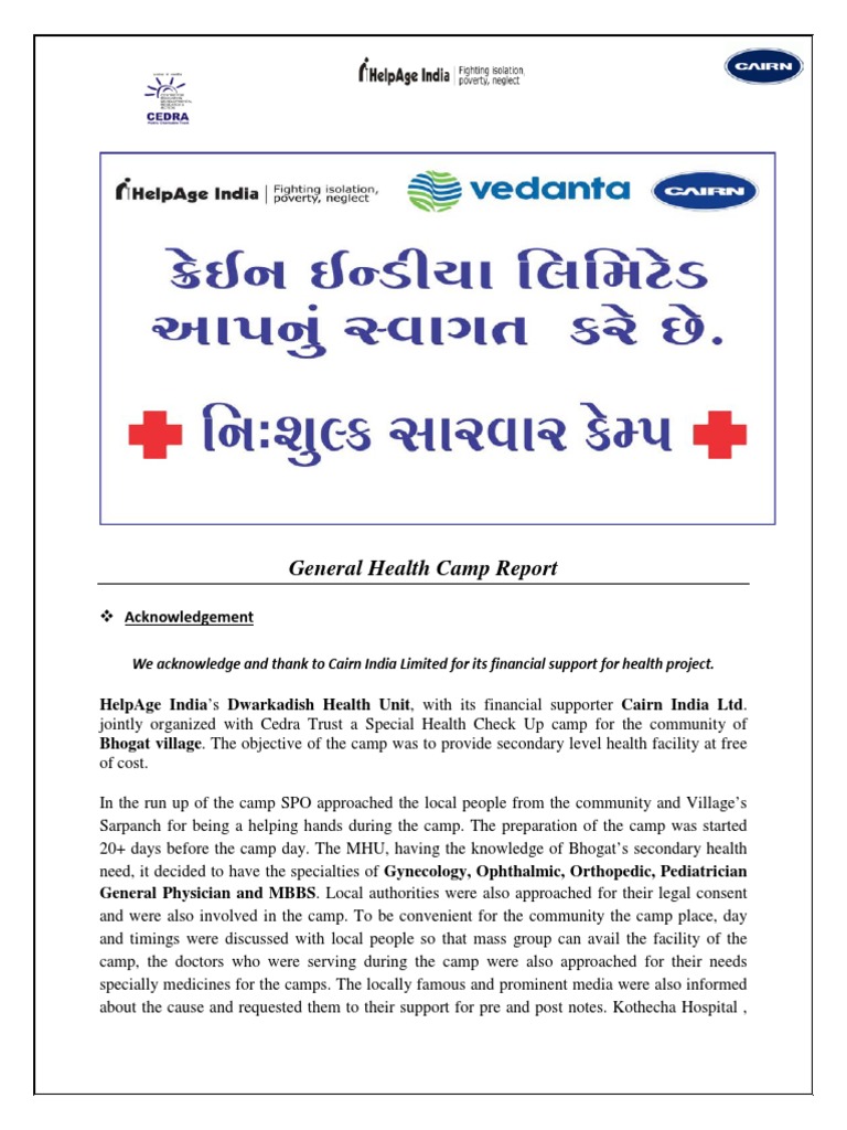 Health Camp Report | Download Free PDF | Physical Examination | Physician