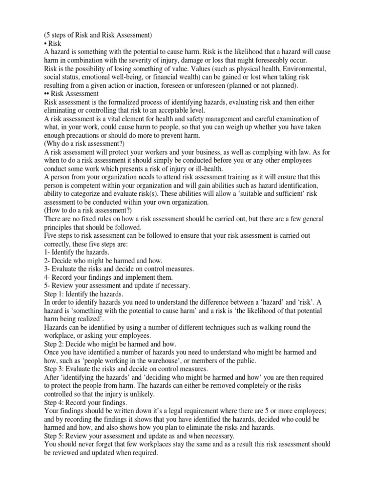 (5 Steps of Risk and Risk Assessment | Download Free PDF | Risk | Risk ...