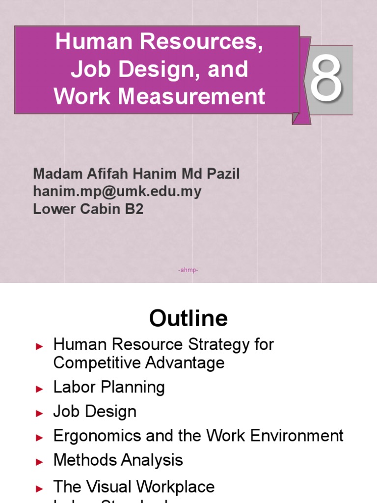Chapter 8 - Human Resources, Job Design and Work Management | PDF | Sample Size Determination ...