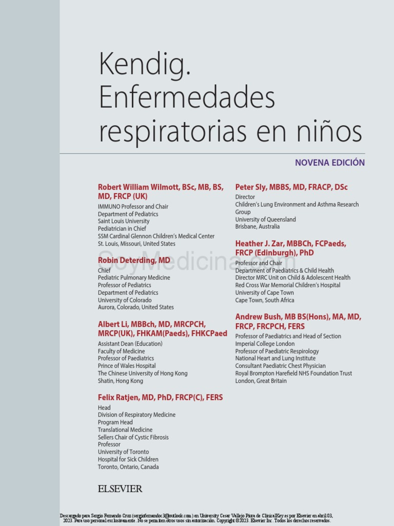 Kendig. Enfermedades Respiratorias en Niños - 9 Edicion | PDF