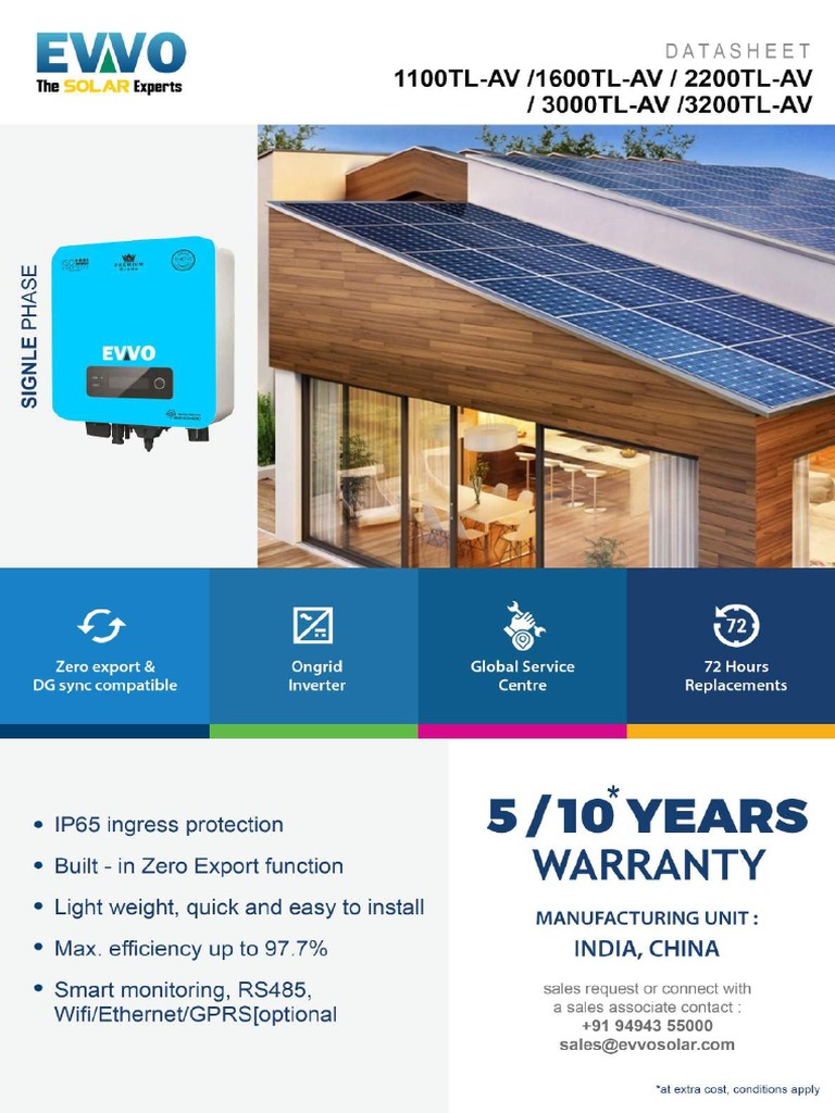 EVVO SOLAR - ALL IN ONE Inverters Datasheet | PDF