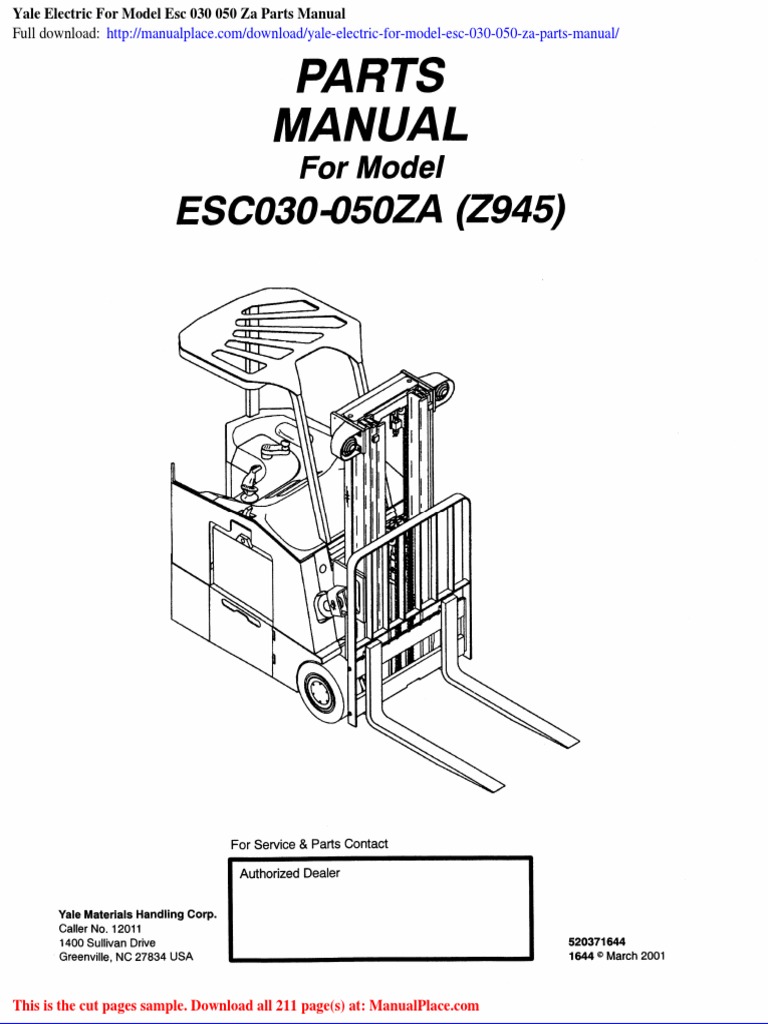 Yale ESC 030/050 Parts Manual | PDF