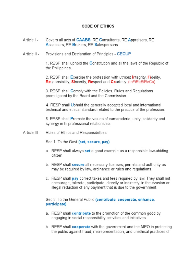CODE-OF-ETHICS-Reviewer | PDF