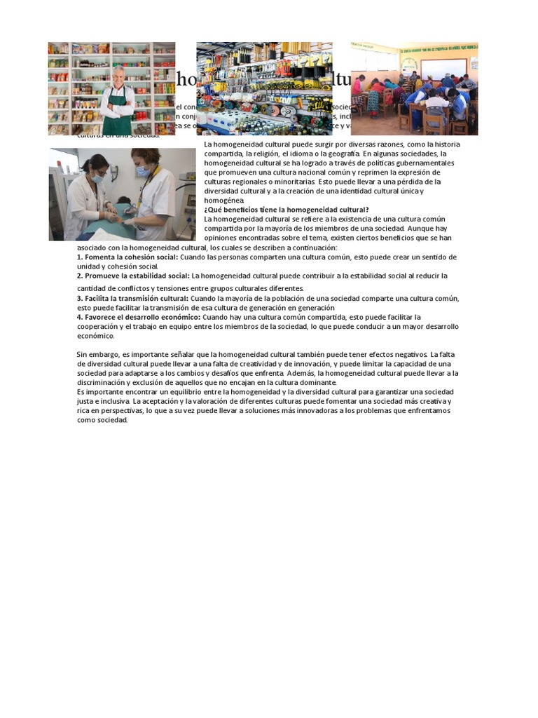 Qué Es La Homogeneidad Cultural | PDF
