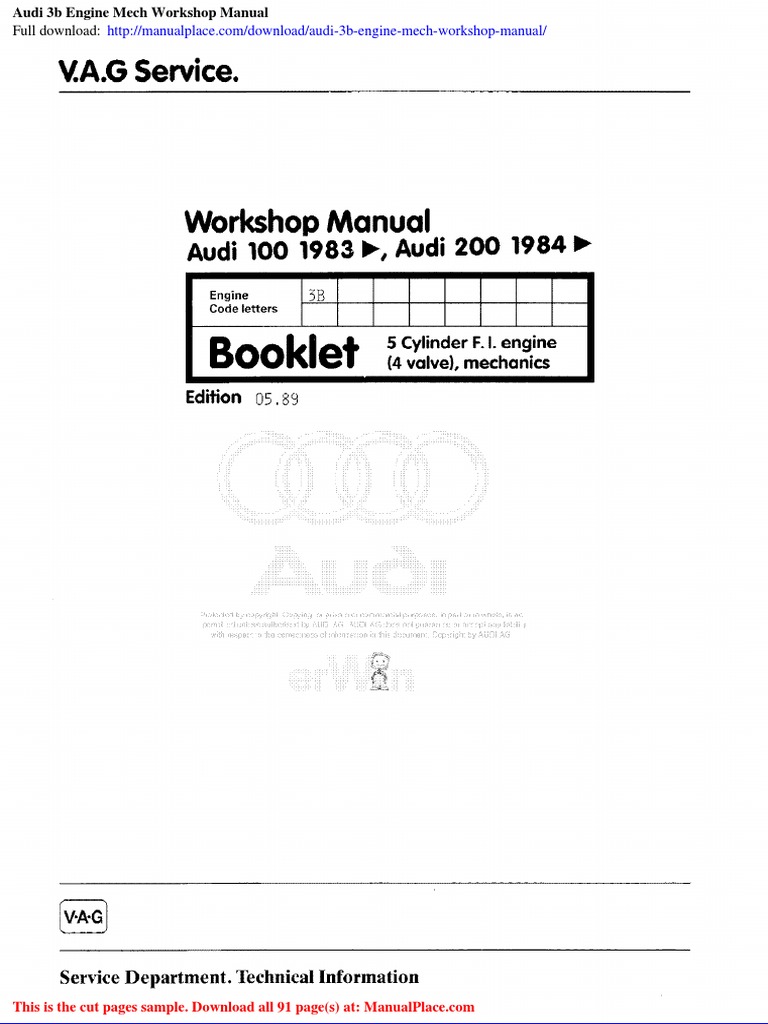 Audi 3b Engine Mech Workshop Manual | PDF