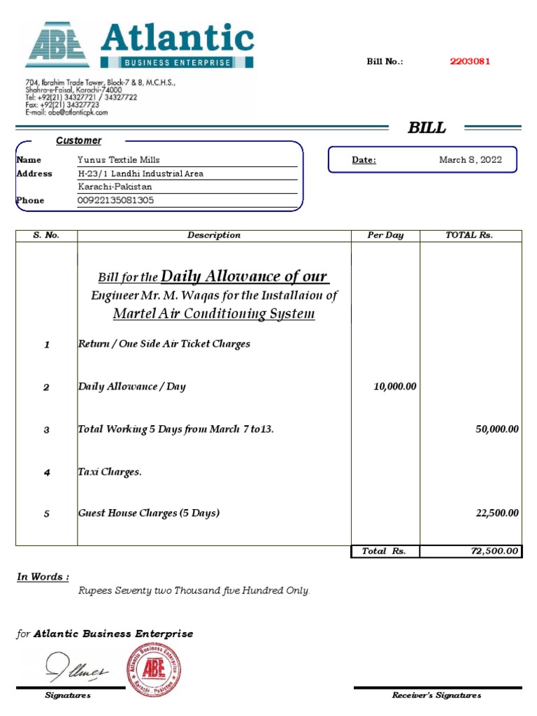 Yunus Textile Bill - 2004241 | PDF