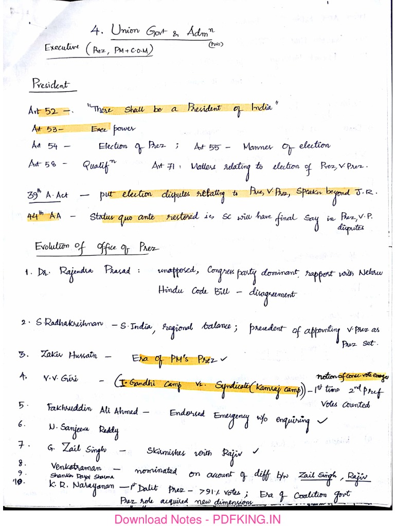 Polity Notes in English | PDF