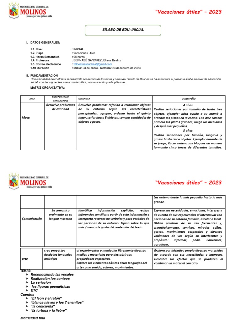 Silabo de Educación Inicial | PDF
