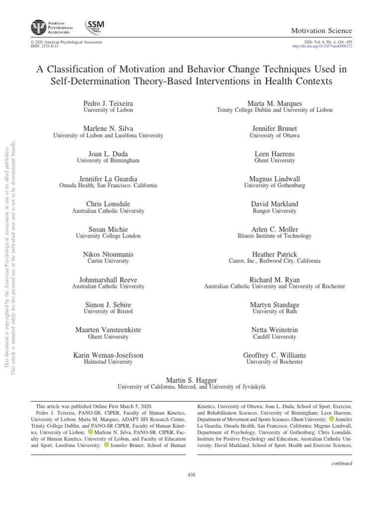 BCT SDT | PDF | Motivation | Motivational