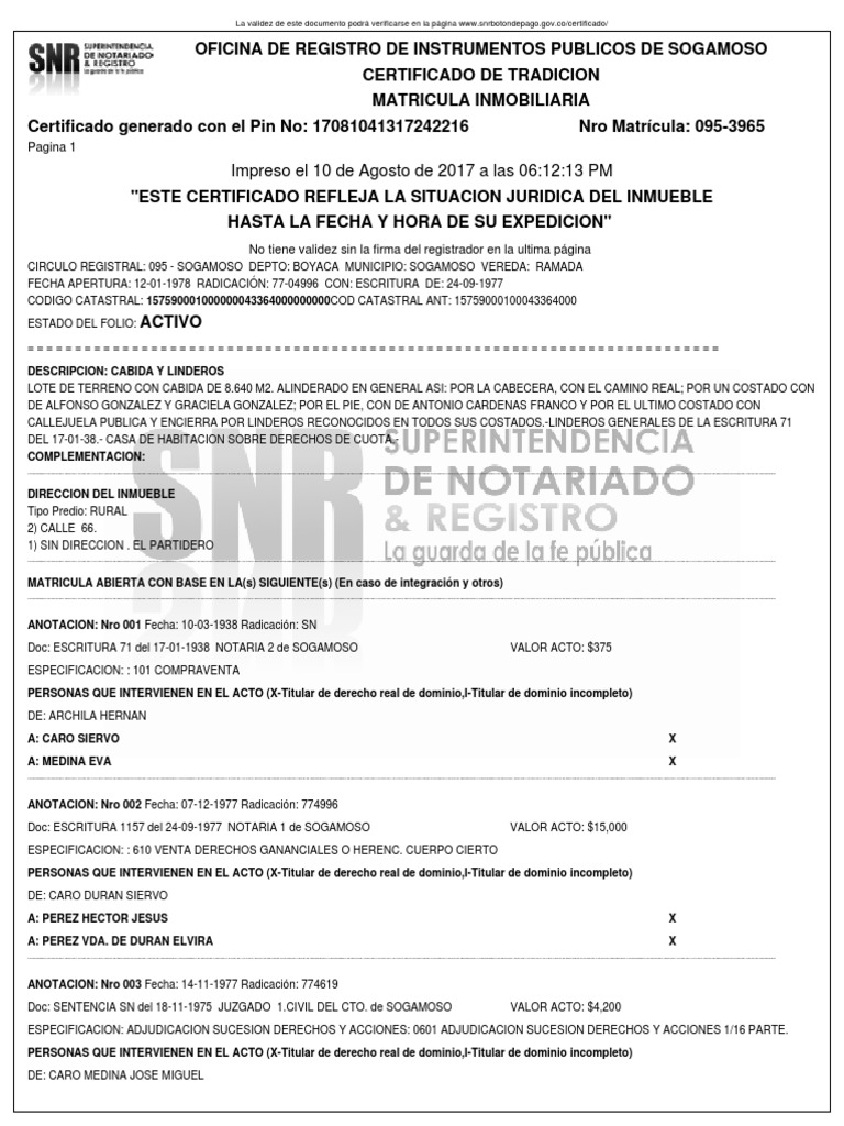 Certificado De Libertad Lote Sogamoso Pdf Ley Común Derecho Civil Common Law