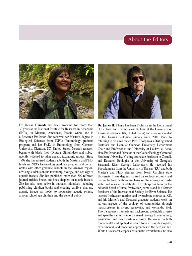 About The Editors - 2018 - Thorp and Covich S Freshwater Invertebrates ...