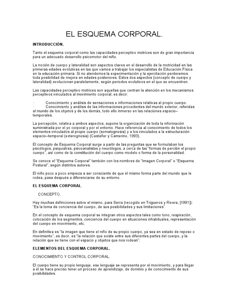 Esquema Corporal | PDF | Respiración | Esquema (psicología)