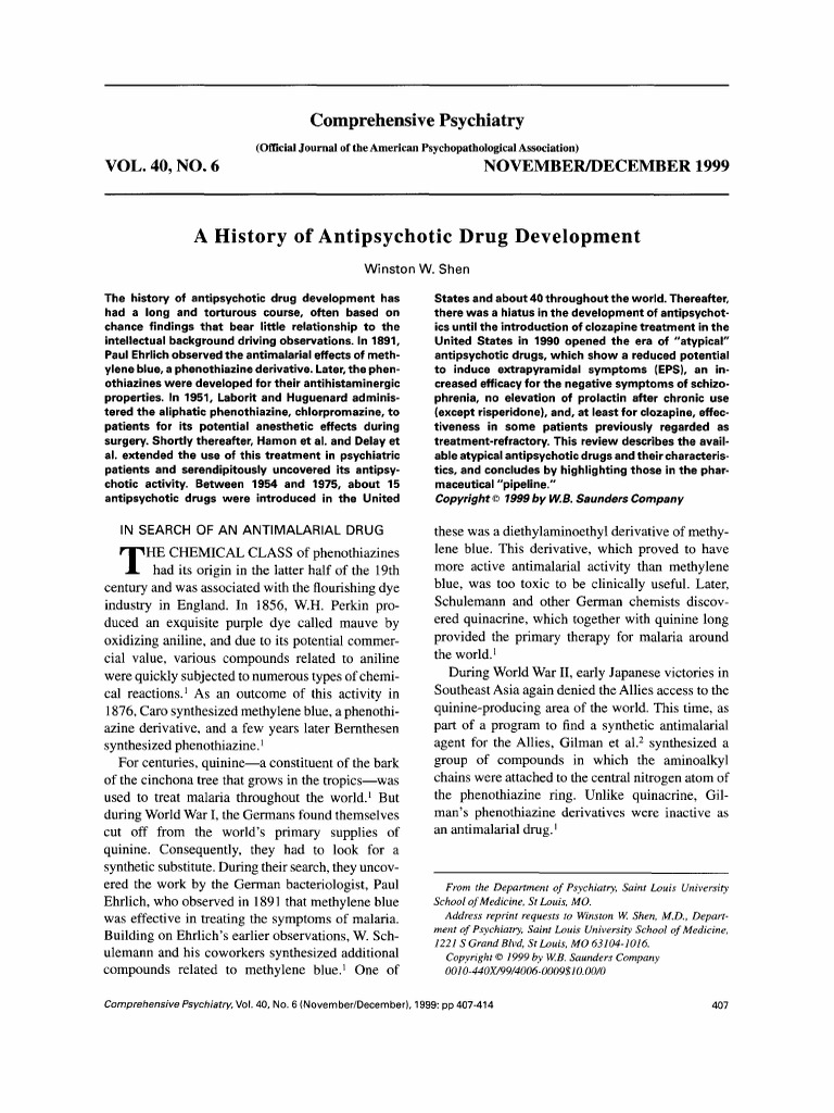 A Hostory of Antipsychotic Drug Development | PDF | Antipsychotic ...