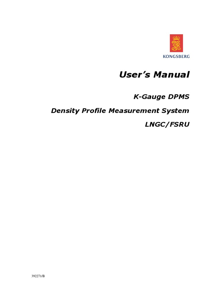 392271B K-Gauge DPMS User Manual | PDF | Liquefied Natural Gas | Physical Sciences