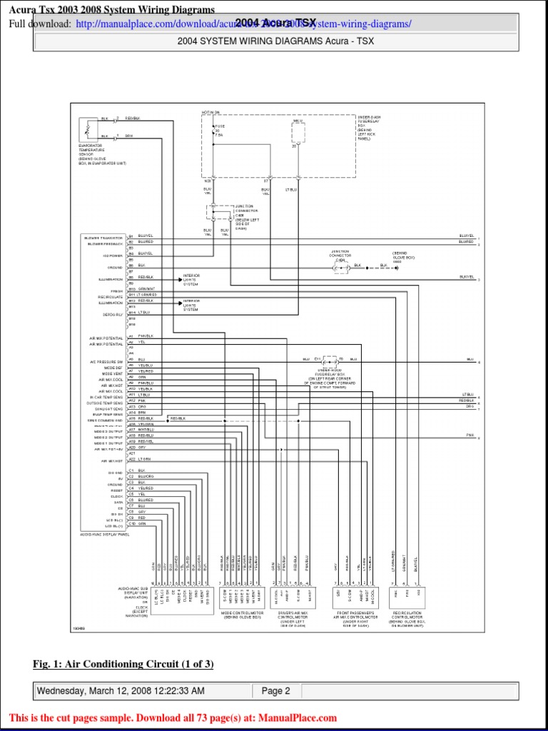 Acura TSX 2003 2008 System Wiring Diagrams | PDF Acura TSX 2003 2008 System Wiring Diagrams | PDF