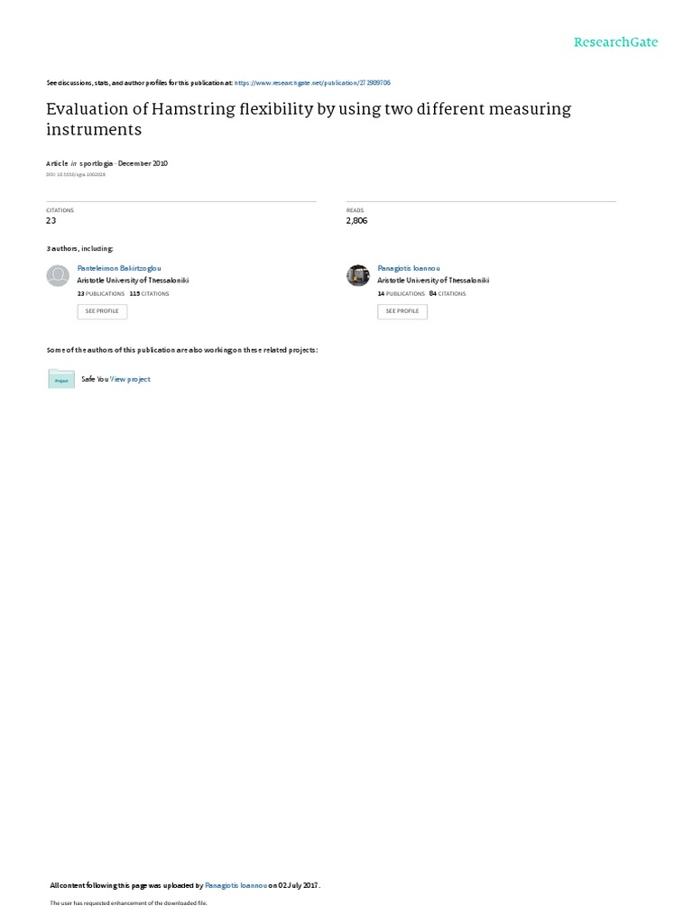 Evaluation of Hamstring Flexibility by Using Two D | PDF | Physical ...