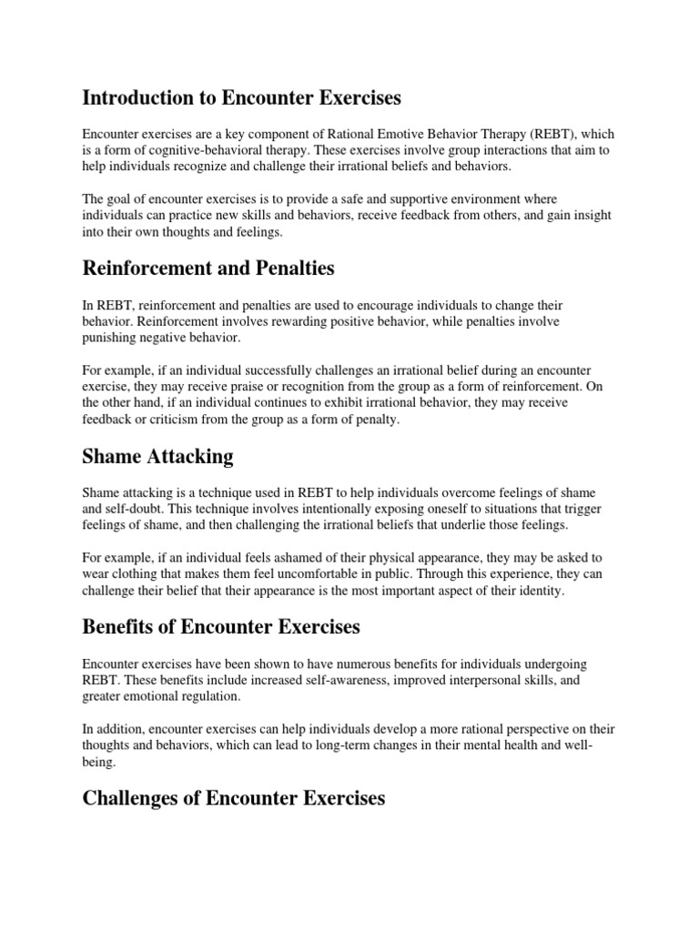Shame Attacking in REBT Exercises | PDF