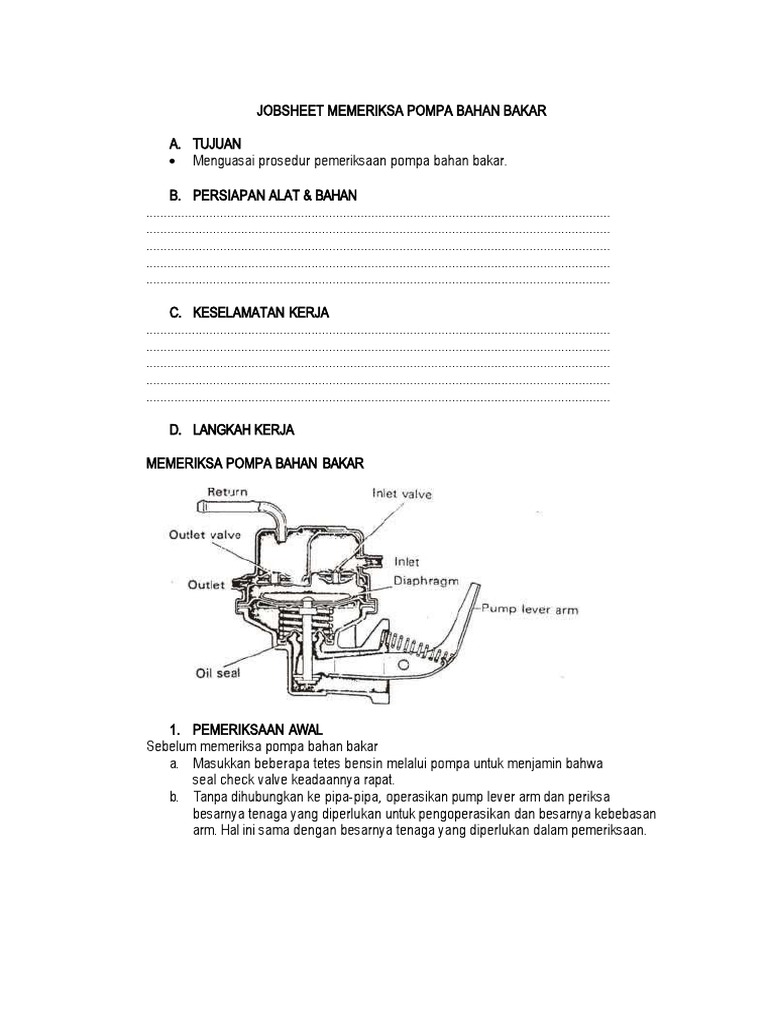 Pemeriksaan Pompa Bensin Mekanik | PDF | Griya & Taman