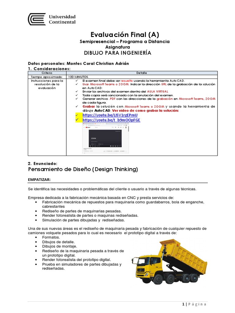 Examen Final - Dibujo para Ingenieria | PDF