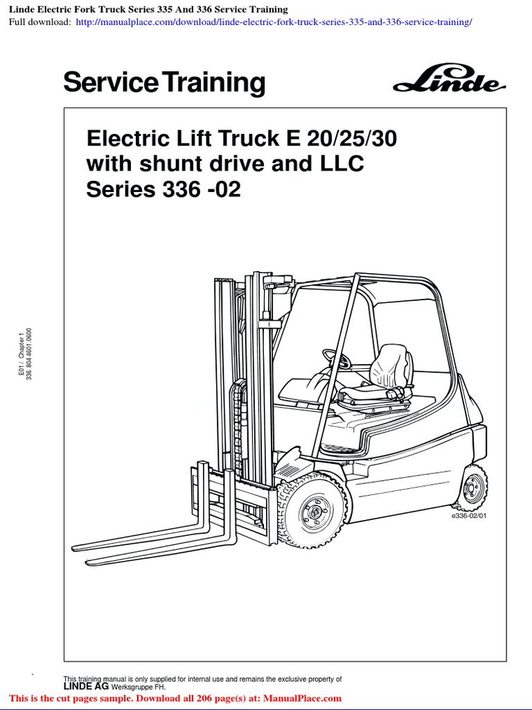 Linde Electric Fork Truck Series 335 and 336 Service Training | PDF