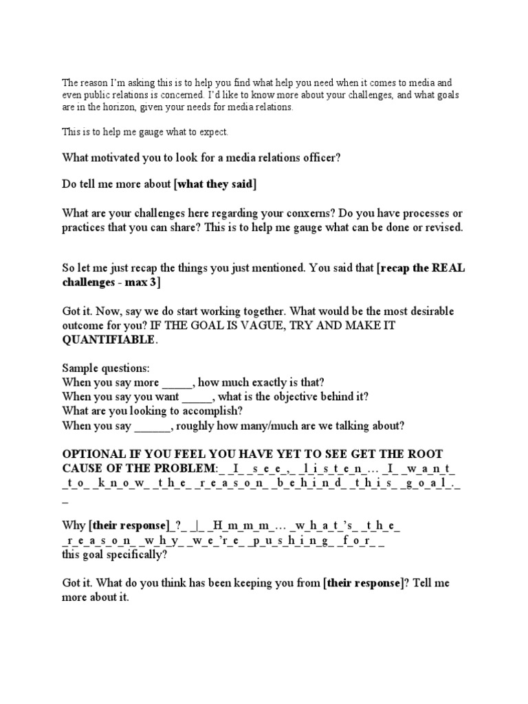 PR Client Interview Script | PDF