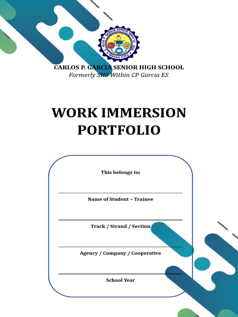 Work Immersion Portfolio Guide | PDF | Curriculum | Cognitive Science