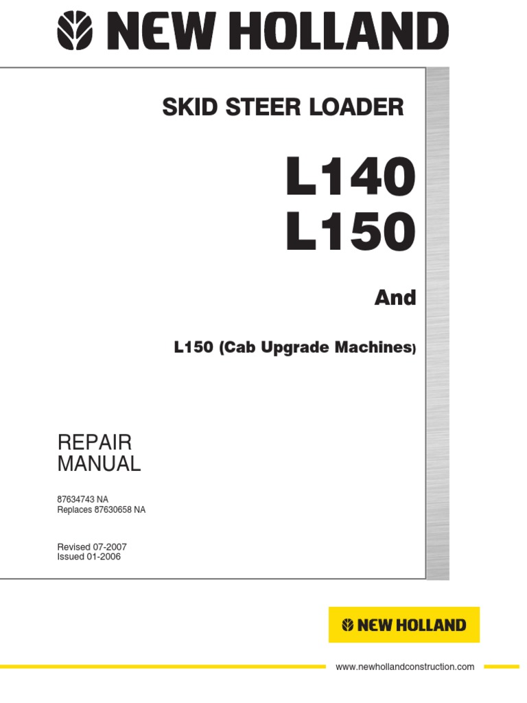 New Holland Skid Steer Loader l140 l150 en Service Manual | PDF | Screw | Motor Oil