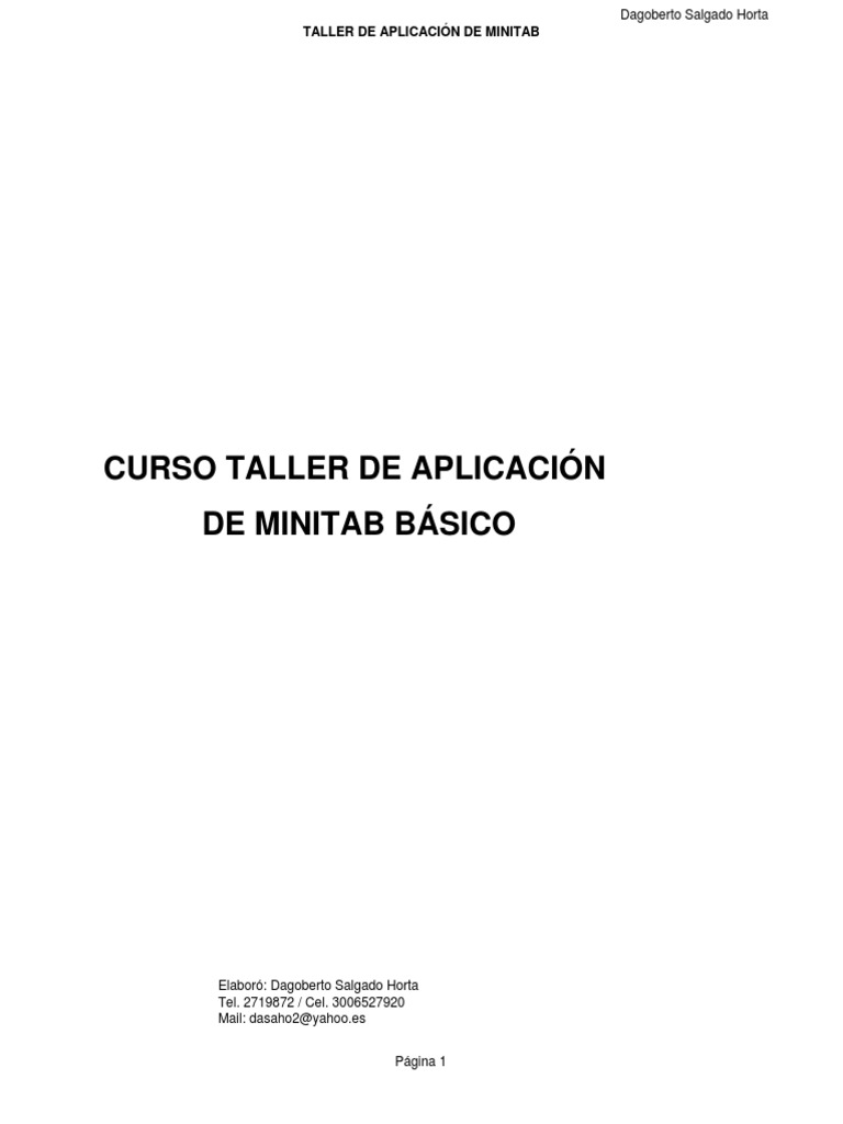 Curso Taller Minitab Basico | PDF