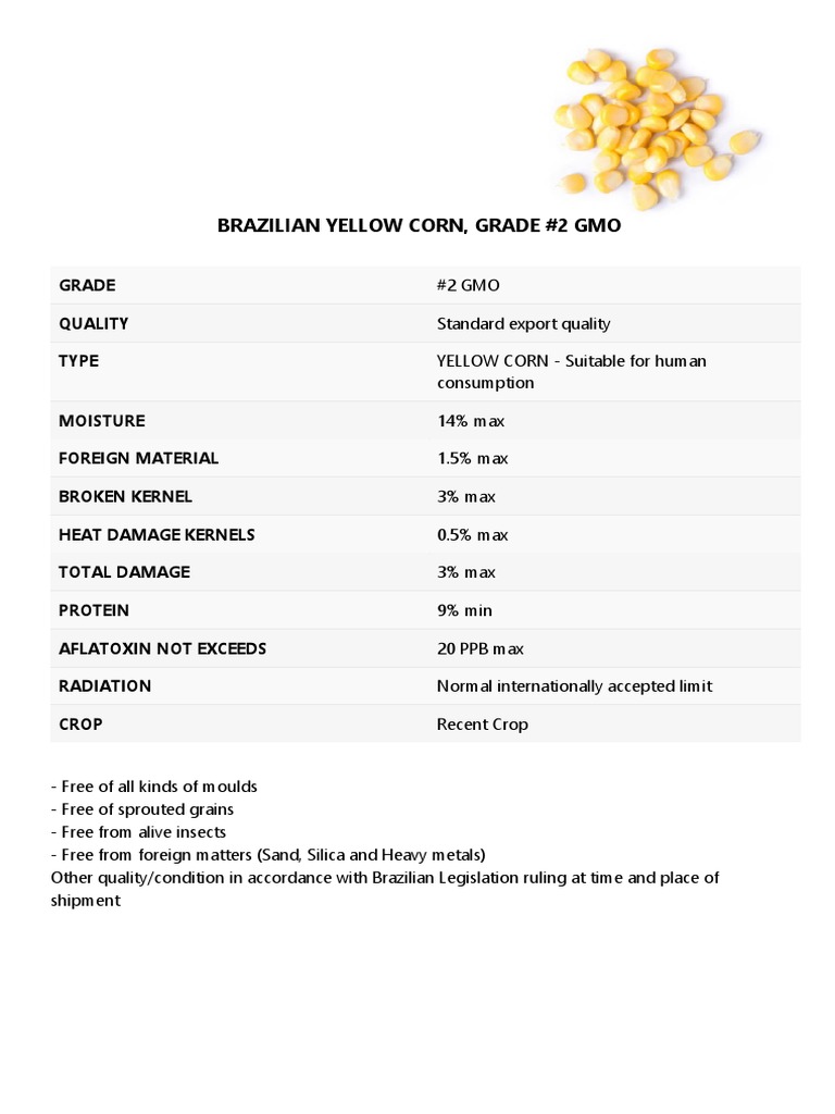 Corn Gmo Specifications | PDF