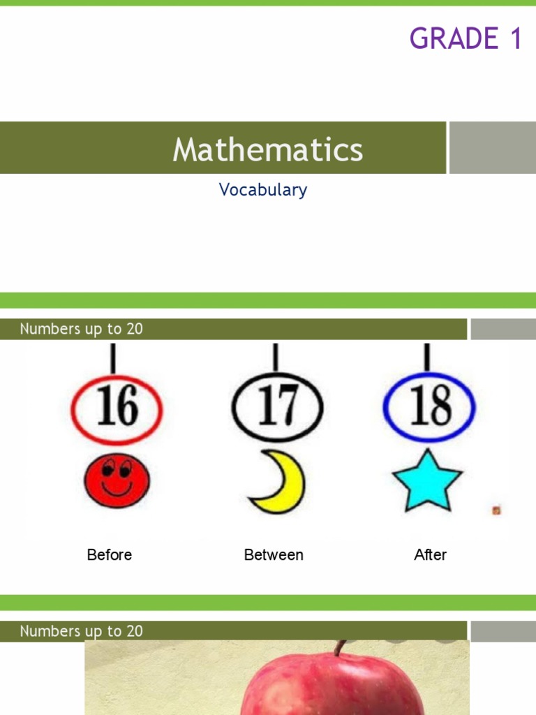 Maths Vocabulary - Grade 1 | PDF
