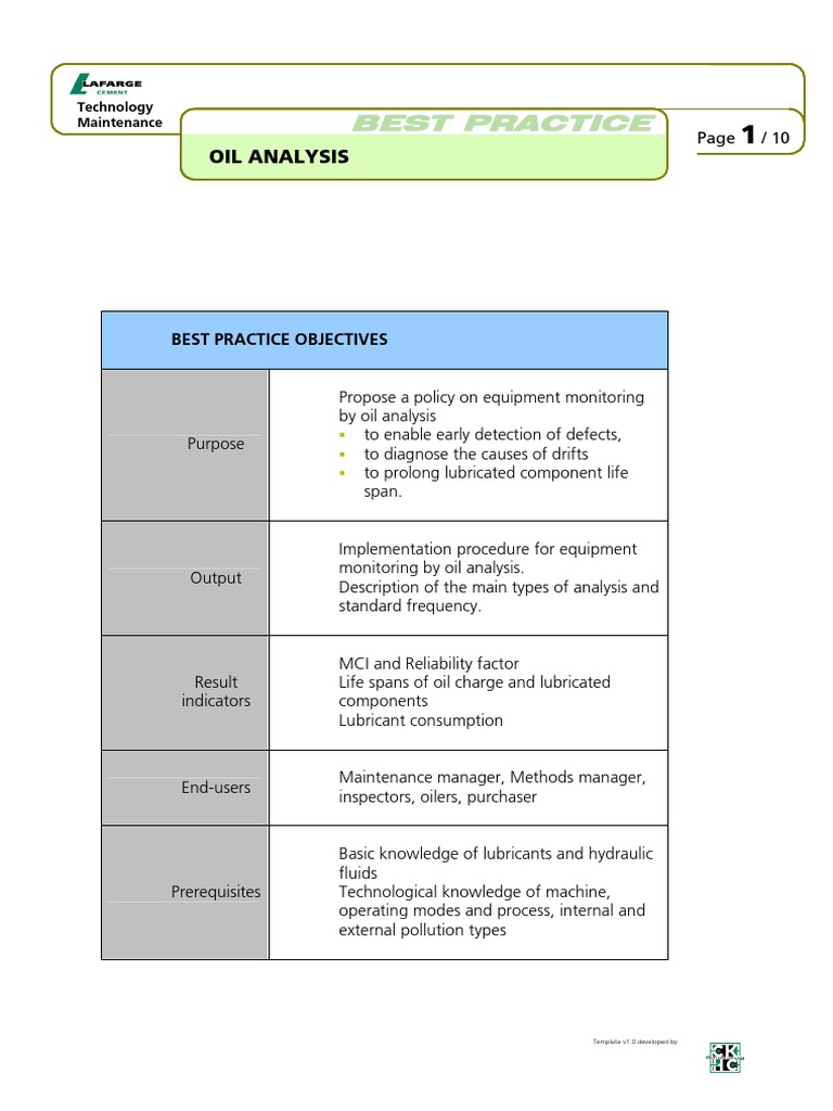 Oil Analysis Best Practices Guide | PDF