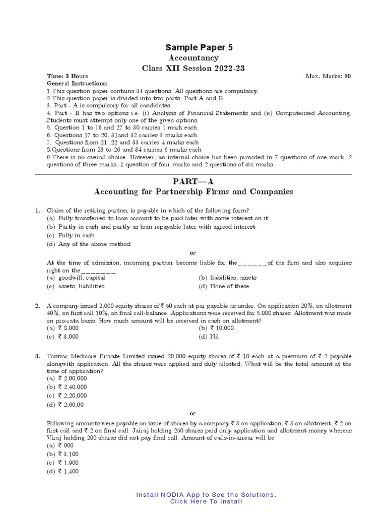 AC Sample Paper 5 Unsolved | PDF