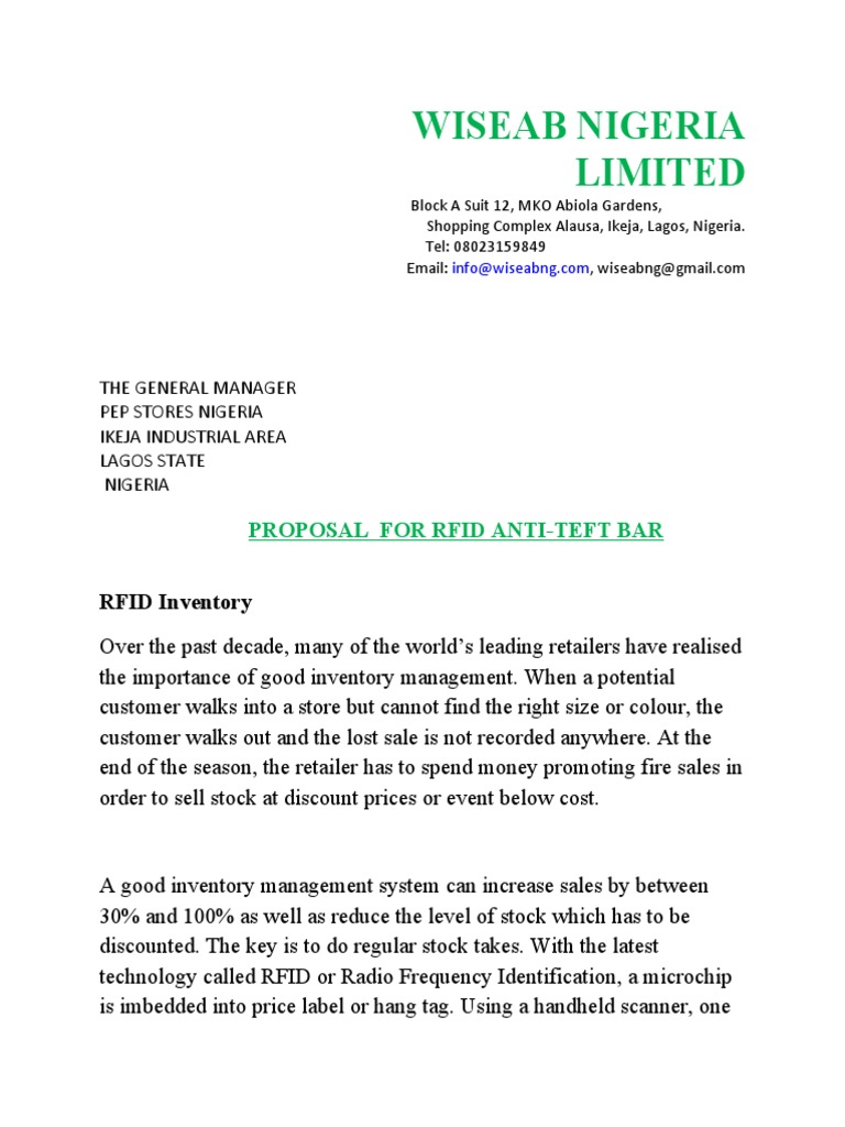 rfid proposal PEP STORES (1) | PDF