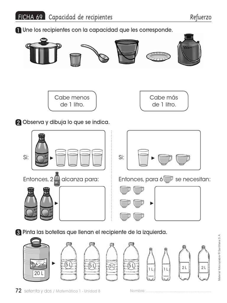 FICHA Capacidad de recipientes | PDF