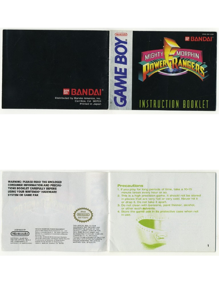Mighty Morphin Power Rangers Game Manual | PDF
