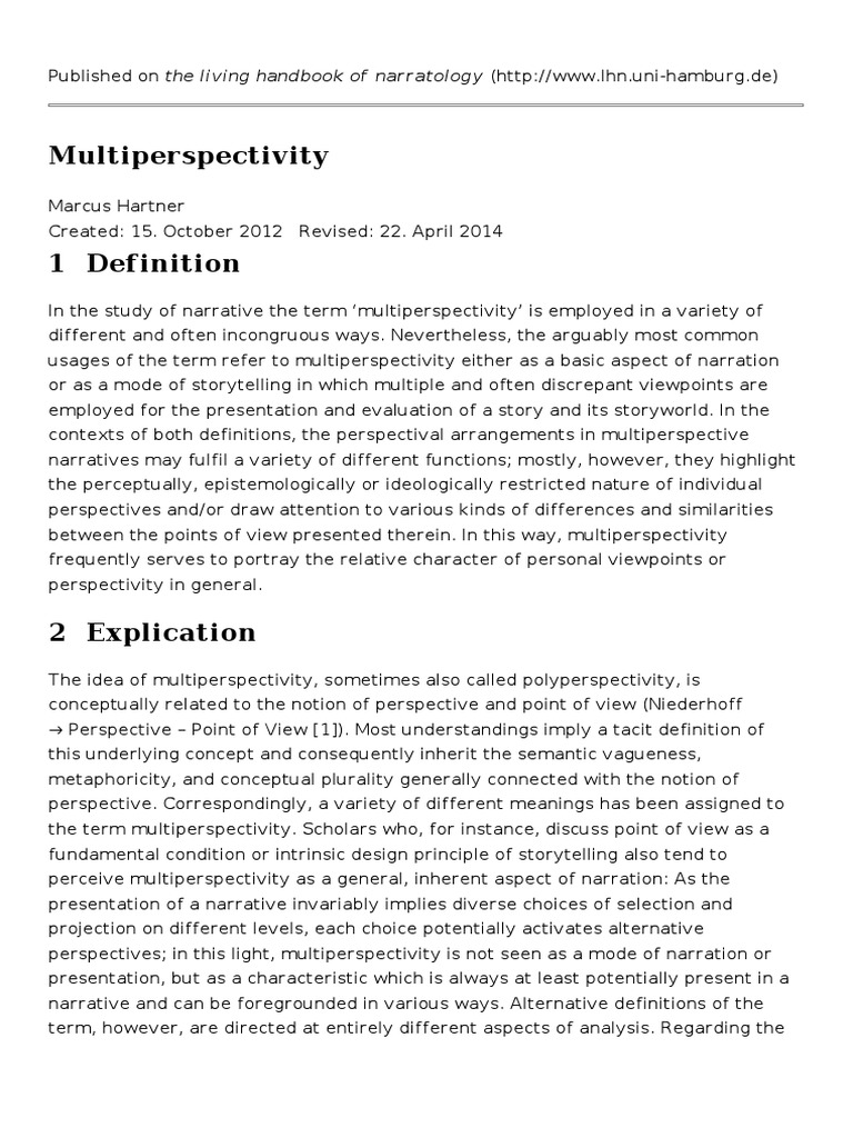 Multiperspectivity | Download Free PDF | Narration | Narrative
