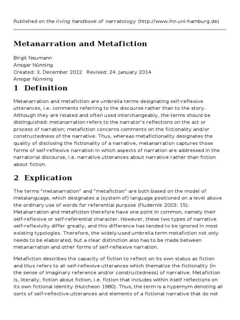 Metanarration and Metafiction | PDF | Narrative