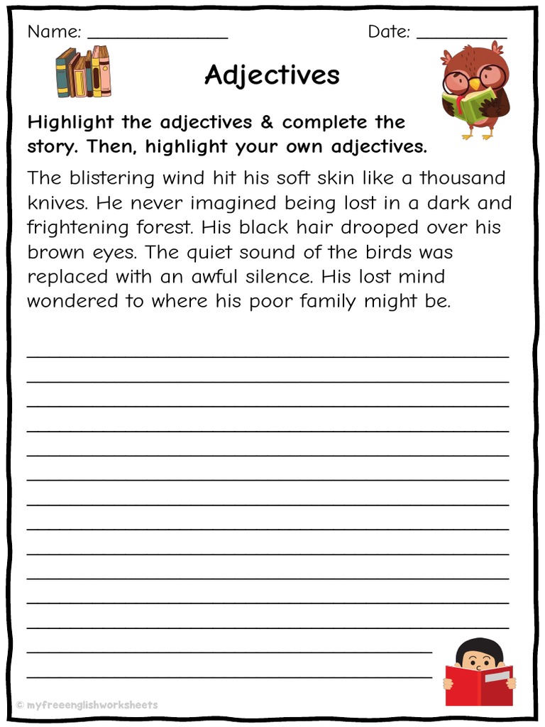 Adjectives Worksheet 7 Hard | PDF