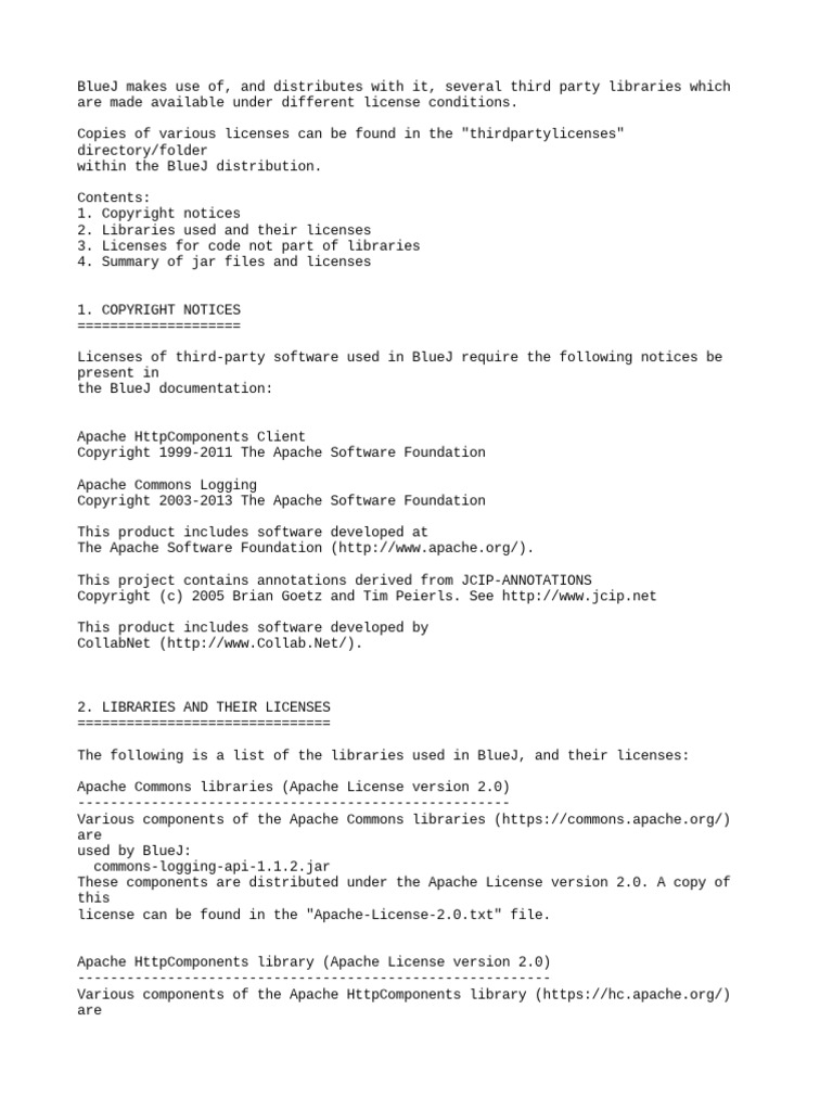 THIRDPARTYLICENSE | PDF | Library (Computing) | Java (Programming Language)