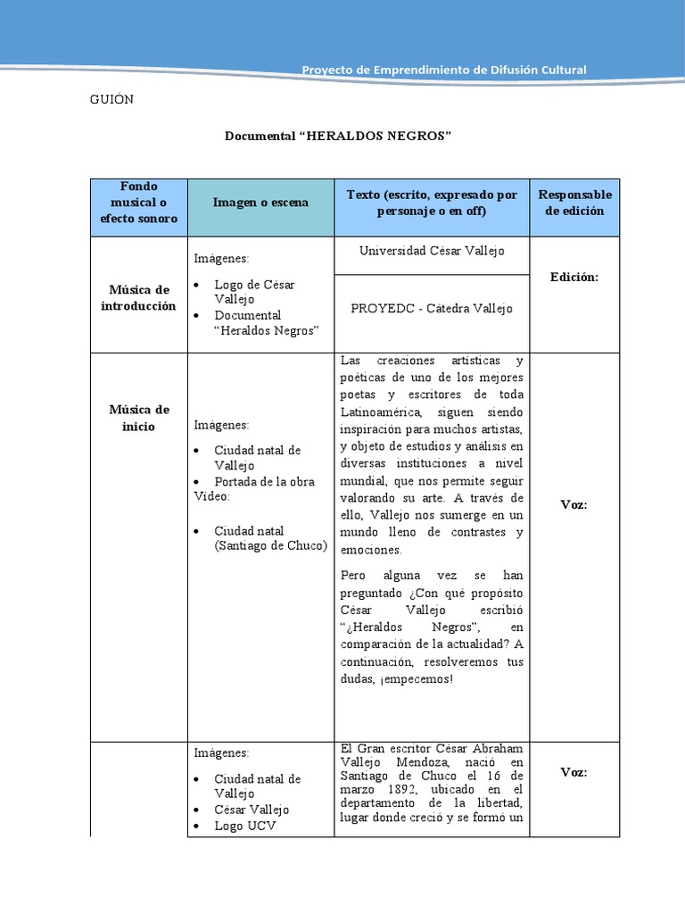 GUION PROYED CATEDRA VALLEJO | PDF
