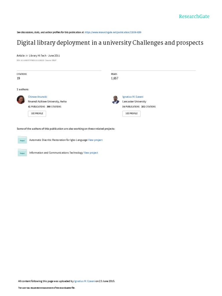 University Digital Library Challenges | PDF | Computers