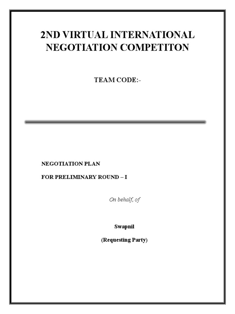 2nd Virtual International Negotiation Competiton (Swapnil) | PDF | Negotiation | Economies
