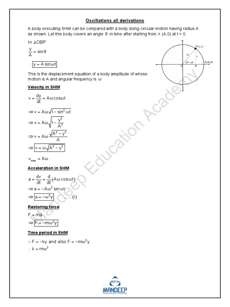 Oscillation Derivations and Formulas | PDF