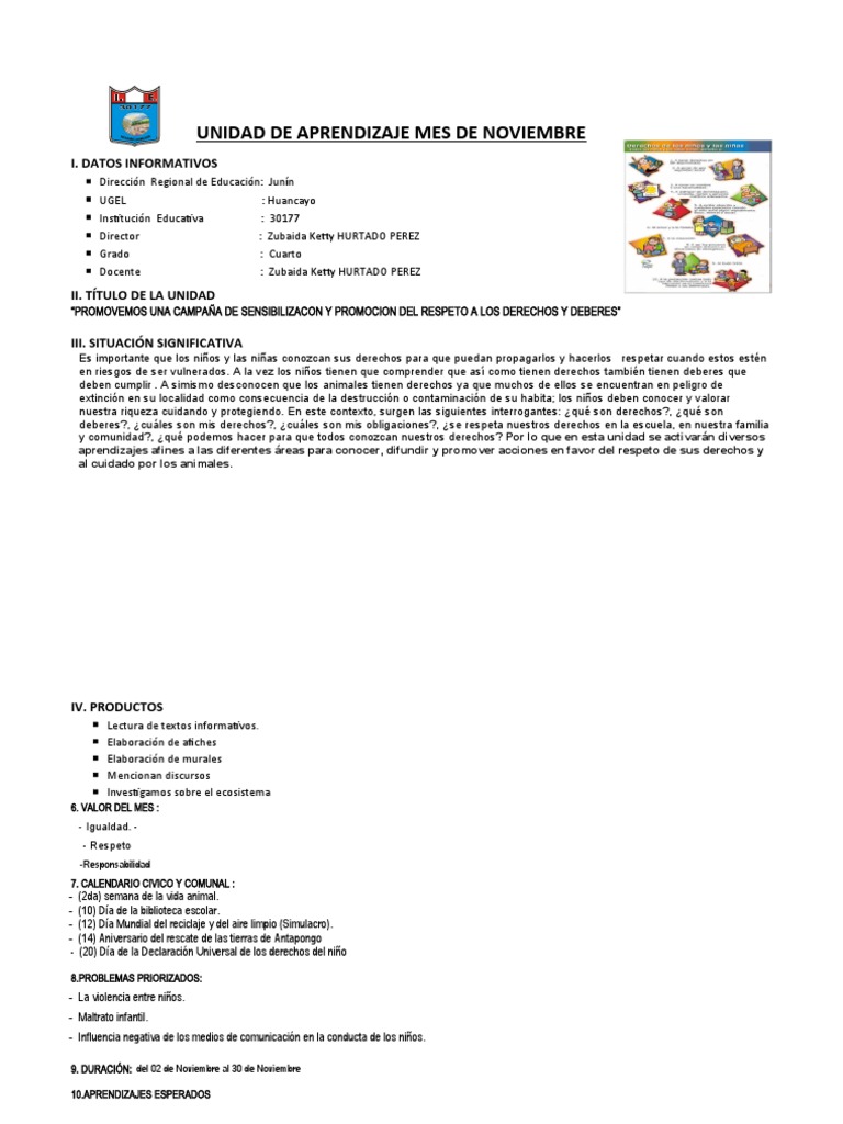 Unidad de Aprendizaje Mes de Noviembre (1) | PDF | Kilogramo | Aprendizaje