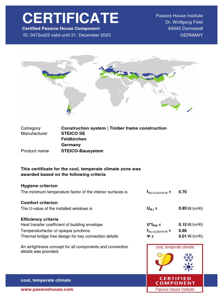 STEICO Passive House Certification Details | PDF | Window | Building ...