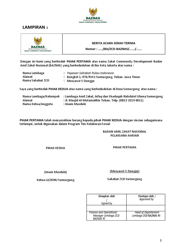 Berita Acara Serah Terima | PDF