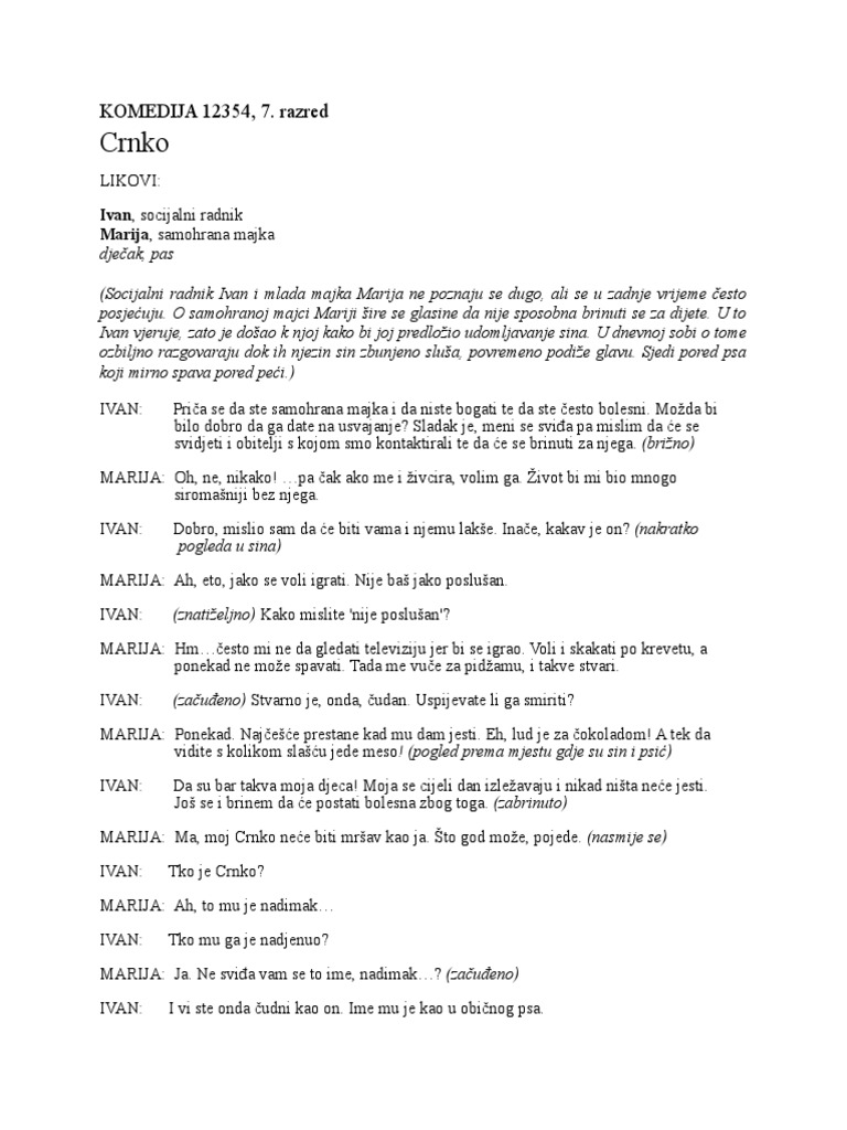 Crnko (Igrokaz) KOMEDIJA 12354 | PDF