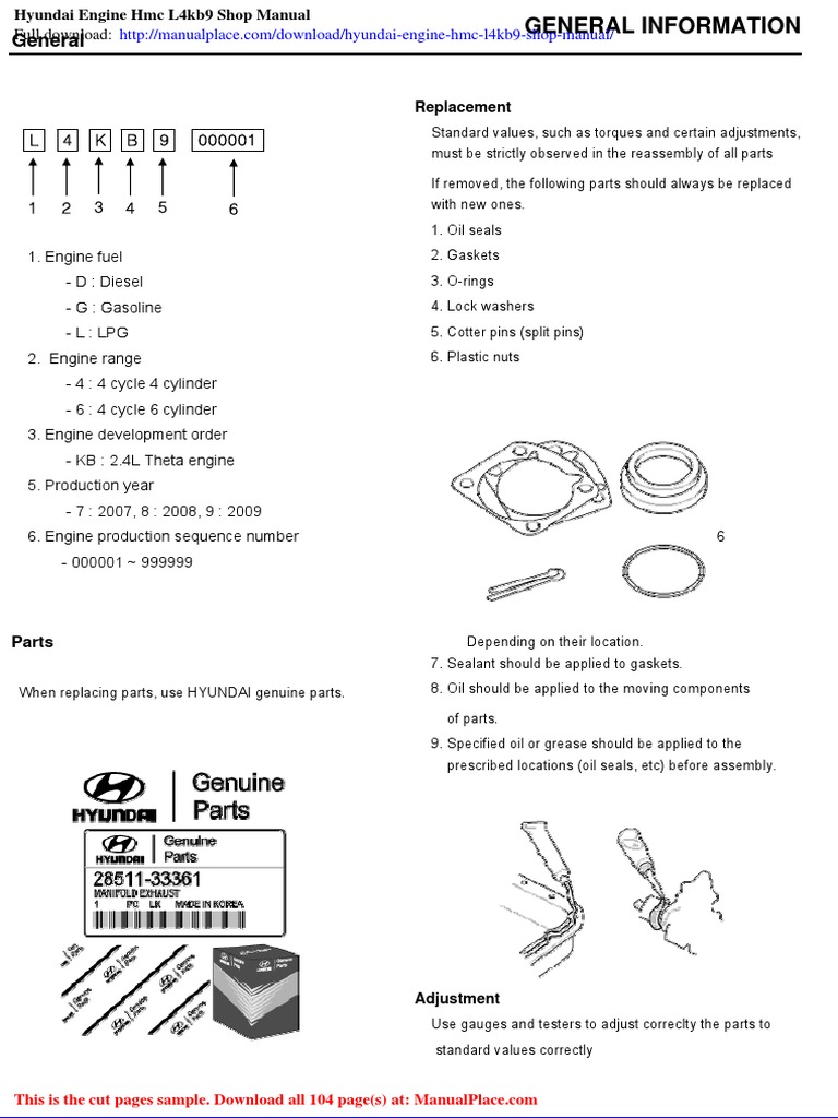 Hyundai HMC L4KB Engine Manual | PDF | Electrical Connector | Motor Oil